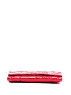 Miu Miu 2010-2026 Croc Embossed Patent Wallet On Chain Crossbody Bag