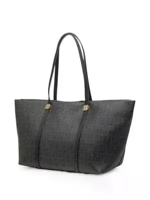 Fendi Zucchino Coated Canvas Tote Bag - Black