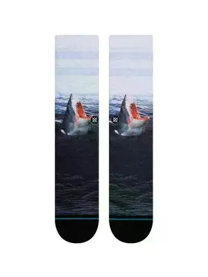 Stance Crew Socks With Shark Print - Blue
