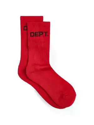 GALLERY DEPT. Ribbed Logo Print Mid-calf Socks - Red