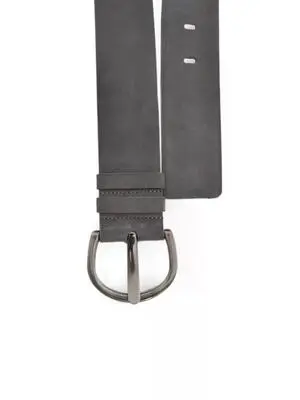 POCHE PARIS Rounded Buckle Leather Belt - Grey