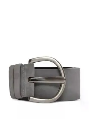 POCHE PARIS Rounded Buckle Leather Belt - Grey