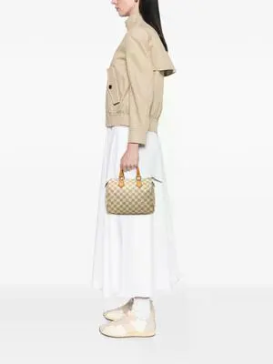 LOUIS VUITTON Damier Azur Speedy 25 Boston Bag - White