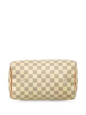 LOUIS VUITTON Damier Azur Speedy 25 Boston Bag - White