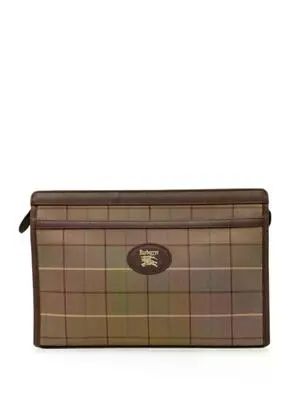 Burberry 20th Century Vintage Check Canvas Clutch Bag - Brown
