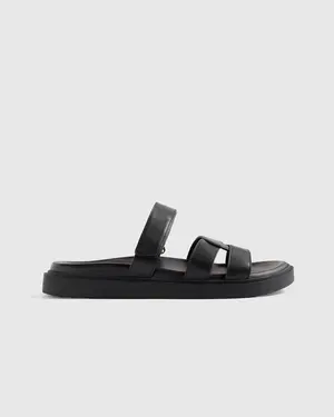 Quince Italian Leather Sport Slide Sandal - Black