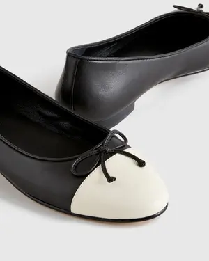 Quince Italian Leather Cap-toe Ballet Flat