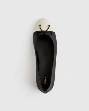 Quince Italian Leather Cap-toe Ballet Flat