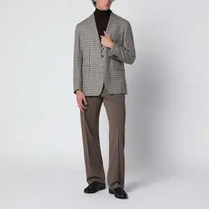 Tagliatore Single-breasted Jacket With Tobacco Vichy Pattern