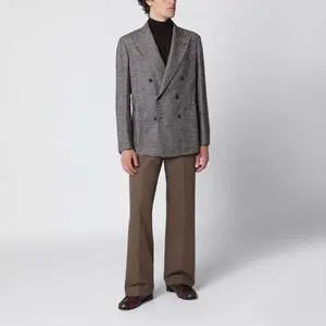 Tagliatore Tobacco-coloured Double-breasted Jacket In A Wool Blend