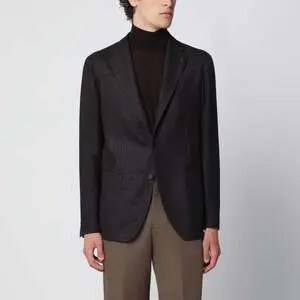 Tagliatore Single-breasted Jacket With A Micro Check Pattern - Brown