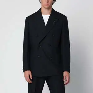 LARDINI Double-breasted Jacket In Wool With Pinstripe Pattern