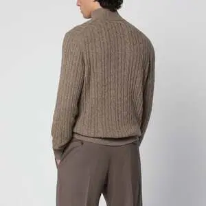 Loro Piana Baby Cashmere Cable-knit Sweater With Zip Neck - Brown