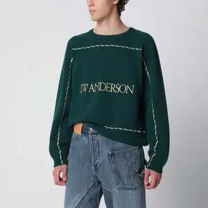 JW Anderson Forest Wool Sweater With Logo Embroidery - Green