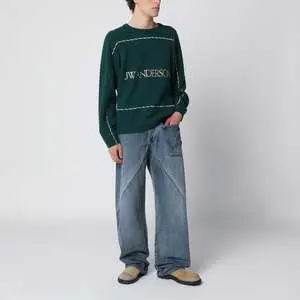 JW Anderson Forest Wool Sweater With Logo Embroidery