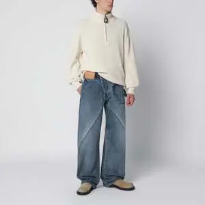 JW Anderson Ivory Half-zip Sweater In Wool Blend