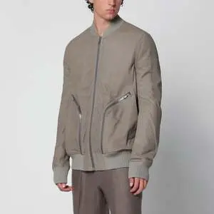 Rick Owens Pearl Grey Heizer Flight Jacket In Leather - Beige