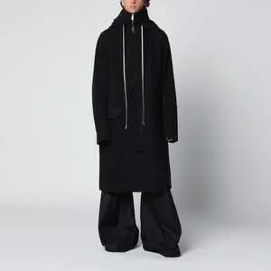 Rick Owens Long Megaparka In Cotton - Black