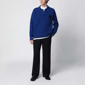 AMI Paris Electric De Coeur Polo Sweater In Wool