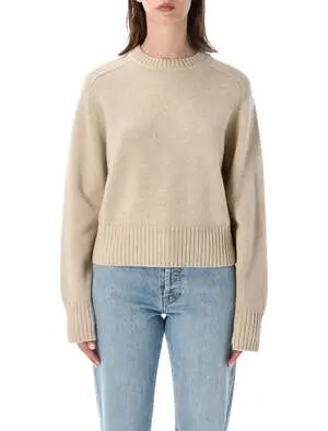 Extreme Cashmere Heavyweight Cashmere Crewneck Sweater With Saddle Sleeves - Beige