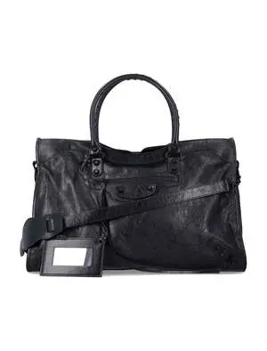 Balenciaga Leather Travel Tote Bag - Nero