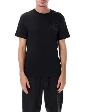 Moncler Cotton T-shirt With Embossed Logo Patch - Nero