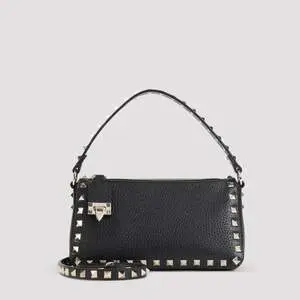 Valentino Garavani Small Mini Grain Calf Leather Shoulder Handbag - Black