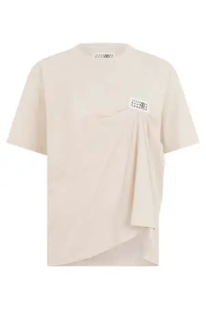 MAISON MARGIELA Cotton T-shirt With Drape Detail - Beige