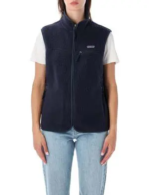Patagonia Fleece Vest With High Collar And Zip Pockets - Blu