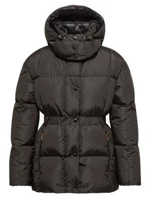 Moncler Down-filled Water-repellent Nylon Hooded Coat With Detachable Hood, Elastic Waist & Belt - Nero