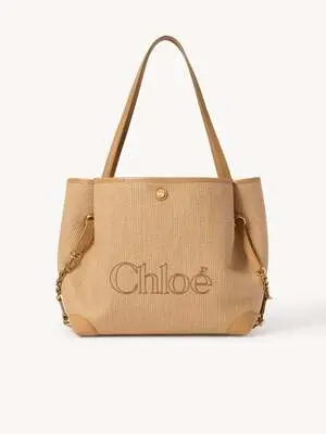 Chloé Large Logo-embroidered Woven Tote Bag