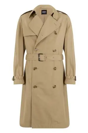 BOSS Double-breasted Cotton Trench Coat