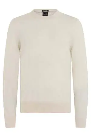 BOSS Classic Virgin Wool Long-sleeve Sweater For - Panna