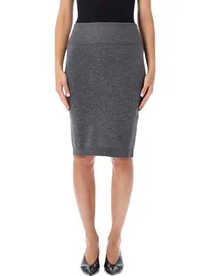 Stella McCartney Wool Knit Midi Pencil Skirt - Grigio