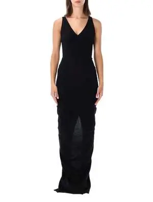 Rick Owens Sleeveless V-neck Maxi Dress - Nero