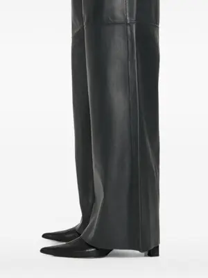 FORTE_FORTE Leather High-waisted Wide-leg Trousers