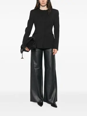 FORTE_FORTE Leather High-waisted Wide-leg Trousers