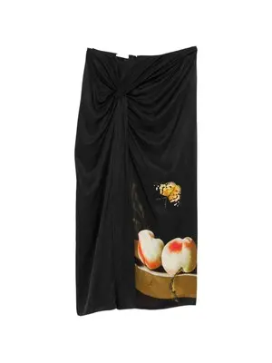 Dries Van Noten Suma Printed Long Skirt - Black
