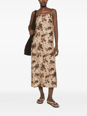 UMA WANG Anaya Printed Maxi Dress - Brown