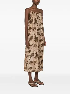 UMA WANG Anaya Printed Maxi Dress - Brown