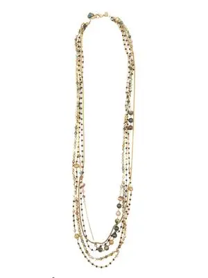 SITA NEVADO Layered Natural Stone And Enamel Necklace - Green