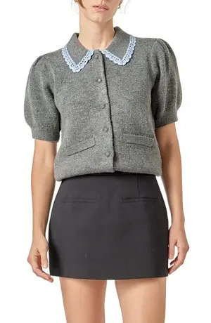 English Factory Puff Sleeve Cardigans For Women