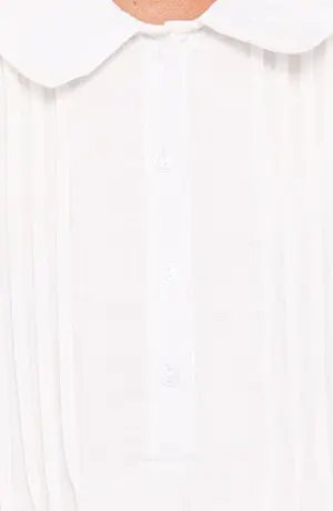 PETAL & PUP Pleated Cotton Top With Peter Pan Collar