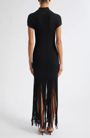 TOCCIN Jada Mock Neck Fringe Minidress