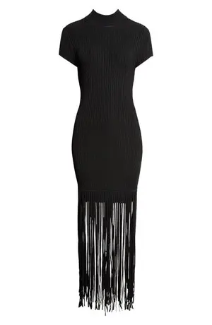 TOCCIN Jada Mock Neck Fringe Minidress