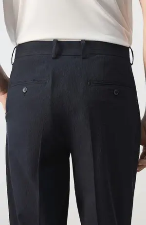 Mango Slim Fit Seersucker Pleated Pants