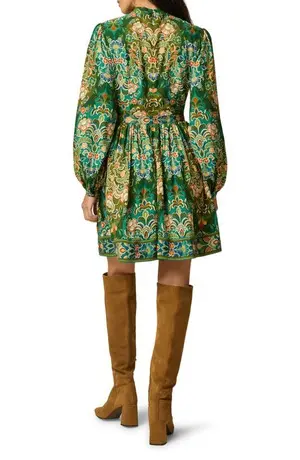 Adrianna Papell Printed Mock Neck Long Sleeve Minidress