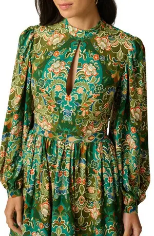 Adrianna Papell Printed Mock Neck Long Sleeve Minidress