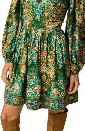 Adrianna Papell Printed Mock Neck Long Sleeve Minidress