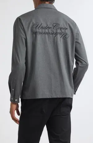 Undercover Logo Embroidered Long Sleeve Camp Shirt